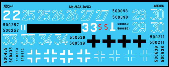 Messerschmitt Me-262 A-1a / U3 Decals Aims -48D016