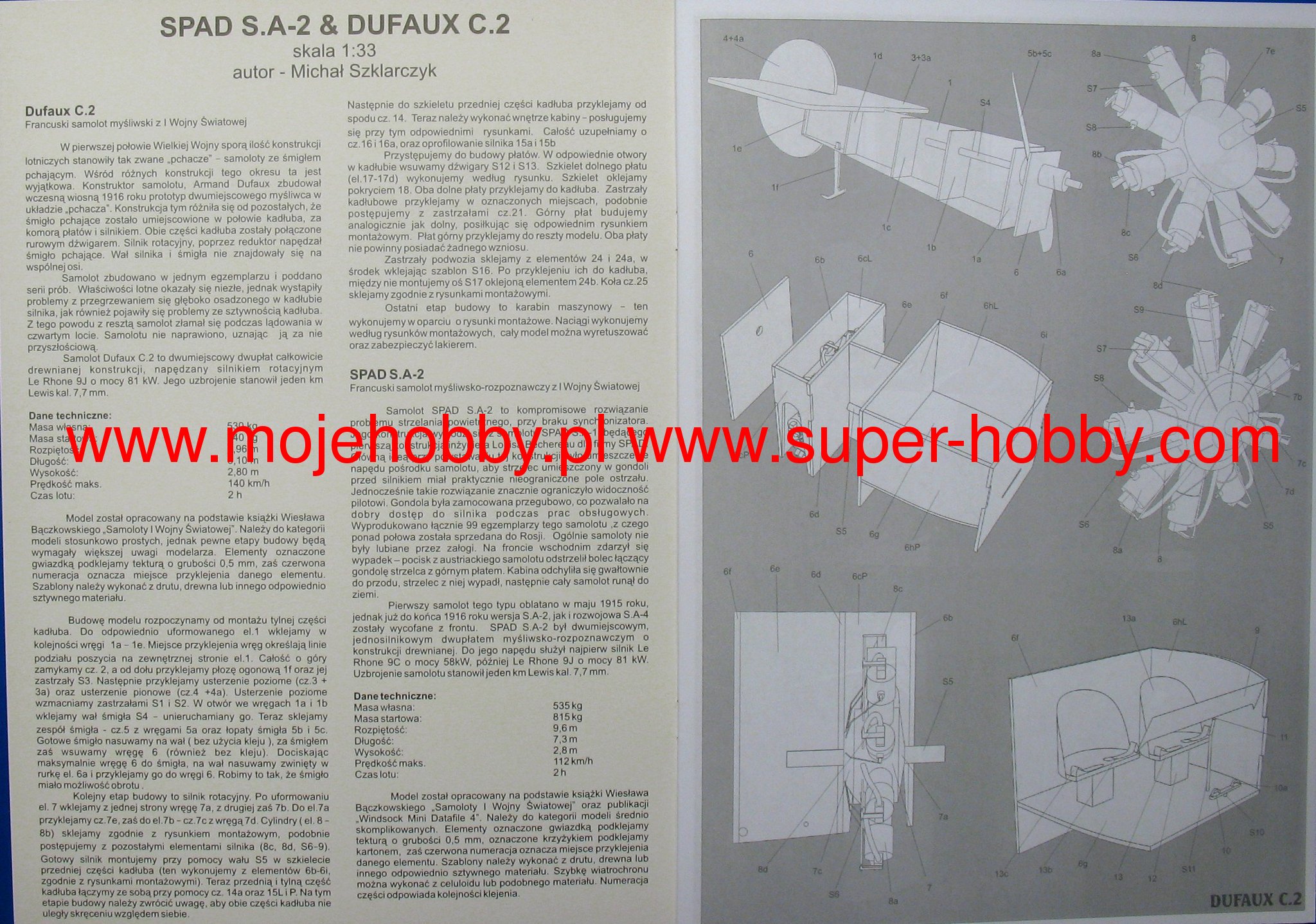 Samoloty Myśliwskie SPAD S.A-2 & DUFAUX C.2 WAK 08-2008