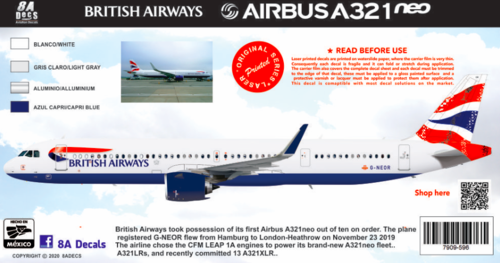 British Airways A321 Neo 8aDecs -7909-596-200